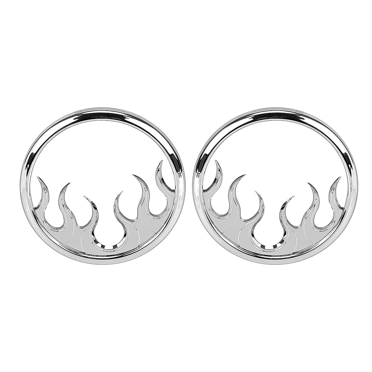 YDLMT 1 Pair Front Chrome Motorcycle Flame Speaker Grill Accent Trim Cover for Harley Touring Electra Street Glide Ultra Limited & Trike 2014-2023