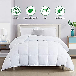 Hombys Oversized Super King Down Alternative Fluffy Comforter, 120 x 98 in, 116 oz Quilted Duvet Insert with Duvet Cover, 8 Corner Tabs (White)