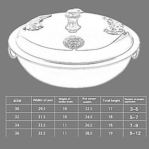 Chafing Dishes Copper Pot Hot Pot Thickened Pure Copper Old-fashioned Mandarin Duck Pot Home Pot Soup Pot Flat Bottom Induction Stove For Family Dinners And Outdoor Picnics (Color : Brass, Size : 32