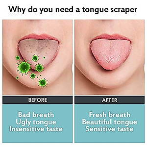 Tongue Scraper with Mini Hooks (4 Pack) Stainless Steel Tongue Cleaner Tongue Cleaning Tools for Adults and Kids Oral Care Eliminate Bad Breath Tongue Brush