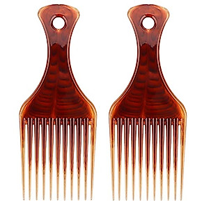 Beomeen Hair Pick Comb for Curly Hair, 2 Pack Smooth Afro Comb Lift Detangle Hair Comb Hair Picks for Men No Frizz Wide Tooth Comb Hair Styling Tool