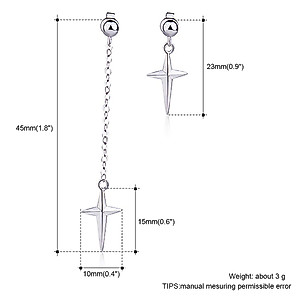 HZJCC Asymmetric Cross drop earring for women men White gold plated chain long earring geometry jewelry