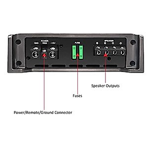 Recoil RED600-1 1320 Watts Class-D Car Audio Mono-Block Subwoofer Amplifier, 1 Ohm Stable, Remote Bass Knob Included
