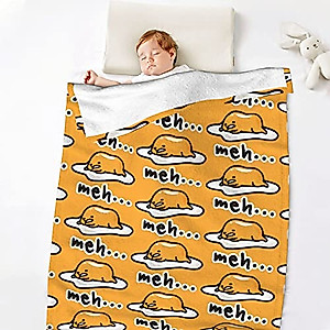Gudetama Cute Fleece Blanket - All Season 300GSM Lightweight Plush Fuzzy Cozy Soft Flannel Throw Blanket for Bed Sofa Couch Travel Camping 30x50 inches