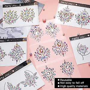 8 Sheet Rhinestone Pasties Glitter Pasties Breast Covers Crystal Tattoo Jewels Pasties Rave Adhesive Breast Body Gems Temporary Chest Stickers Stick Decoration Pasties for Women Festival Makeup Decor