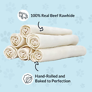 Pawveyor 10-11" Retriever Rolls for Large Dogs - Pack of 20 Thick Long Lasting Dog Chews for Aggressive Chewers - All-Natural, Protein-Dense Jumbo Rawhide Chews - Odor-Free and Supports Dental Health