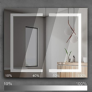 Wemin Smart Home Recessed or Surface 36x30 Inch LED Mirror Medicine Cabinet with Adjustable Color Temp, LED Lighted Medicine Cabinet w/Defogger, Light Color Dimmer(2700-6500K), Outlets & USB (36 x 30)