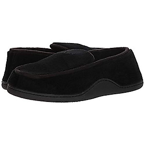 isotoner Men's Microterry Memory Foam Indoor/Outdoor Slip-On Slippers, Black, 11-12