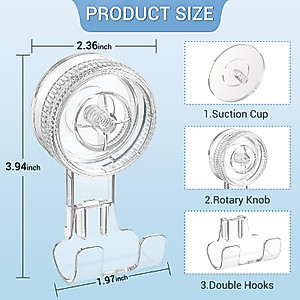 LUXEAR Suction Hooks, 2 Pack Razor Hooks Removable & Reusable Suction Shower Hook Waterproof Powerful Vacuum Suction Hanger for Towel Bathrobe Loofah Bathroom Kitchen Storage Hooks Weather Hanger Hook