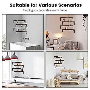 Gonghraoe Corner Floating Shelf, Rustic Wall Mounted Shelves Set of 4, Shelves for Wall Storage, Photo Picture Ledge, Display Ledges, Kitchen Spice Rack, Hanging Shelf Organizer