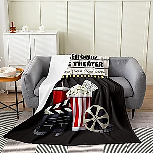 Feelyou Vintage Cinema Ticket All SeasonBed Blanket Movie Theater Theme Plush Throw Blanket, Filmstrip Printed Home Decorative Fleece Flannel Blanket for Sofa Couch Bedroom Decor Baby 30"x40"