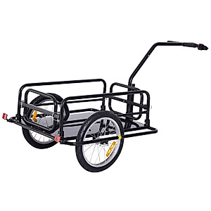 Black Folding Cargo Trailer with Seat Post Hitch for Quick Easy Attachment to Bicycle Can Fit Most Bicycles Quick Release Wheel Storage Cart for Transportation of Luggage Tools Groceries Space Saving