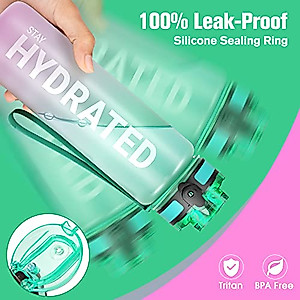 Sahara Sailor Water Bottles, 32oz Motivational Sports Water Bottle with Time Marker - Times to Drink - Tritan, BPA Free, Wide Mouth Leakproof, Fast Flow Technology with Clean Brush (1 Pack)