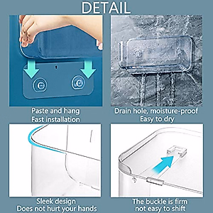 Plastic Wall Mount Organizer Rack Shelf Container Bin Storage Box Holder Basket Hanging Walls/Doors Free Punch for Kitchen, Bathroom, Cabinet, Toilet，Office, Bedroom, Craft Room - Clear (Small)