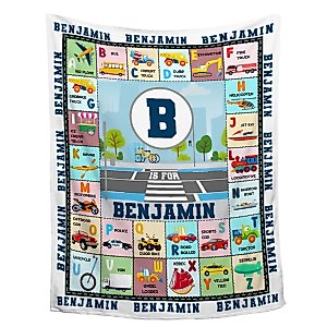 Custom Alphabet Name Vehicle Blanket Personalized Name Blankets for Baby Soft Lightweight Flannel Throw Blanket for Couch Bed Travel Practical Heartfelt Gifts XS 30x40in Pet/Toddler Gift