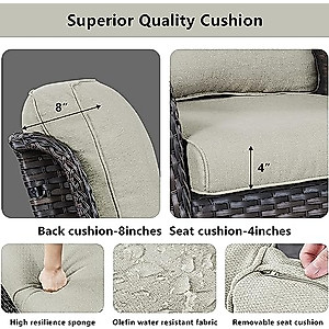 Belord Patio Furniture Beige Cushions with Removable Cover, 1 Pair of Cushions Including 1 Seat Cushion and 1 Back Cushion