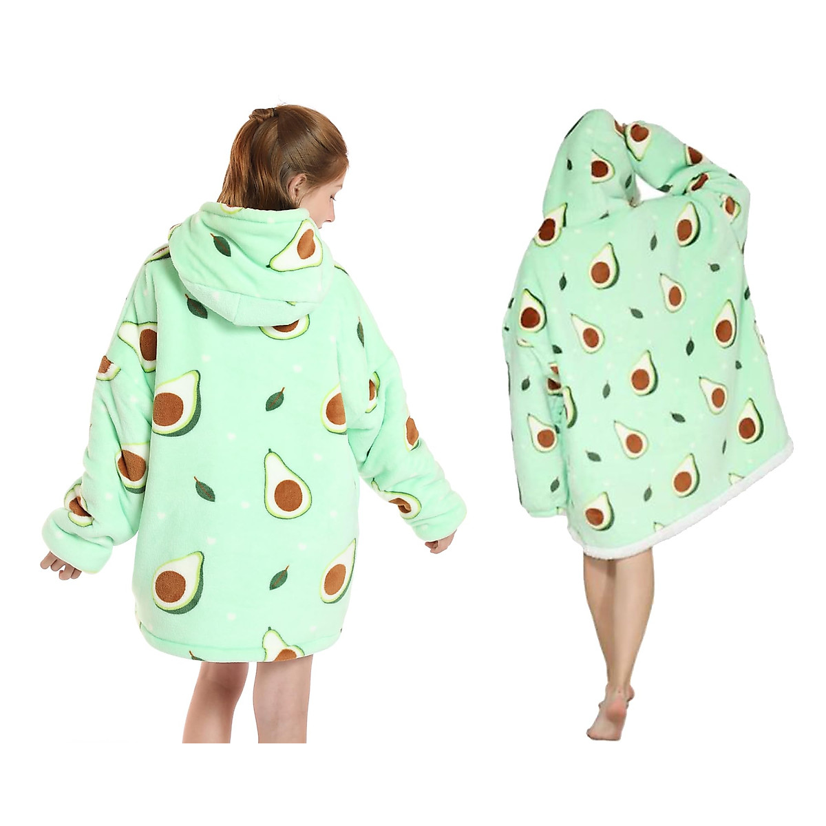 Shamdon Home Collection Wearable Blanket Hoodie,Oversized Sherpa Fleece Sweatshirt Blanket with Giant Hood Pocket and Sleeves for Kids,Gifts for Girls Boys