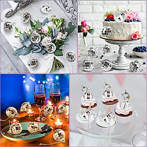 Lenwen 100 Pcs Mini Disco Ball Ornaments Hanging Disco Party Decorations Bulk 70s Reflective Silver Mirror Ball for Party Decor Supplies Tree Wedding Birthday Props Mardi Gras(2 Inch)