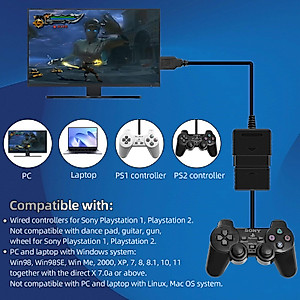 OSTENT USB Adapter Converter Cable Cord for Sony PlayStation 1/2 PS One PSX Wired Controller Gamepad Joystick to PC Laptop