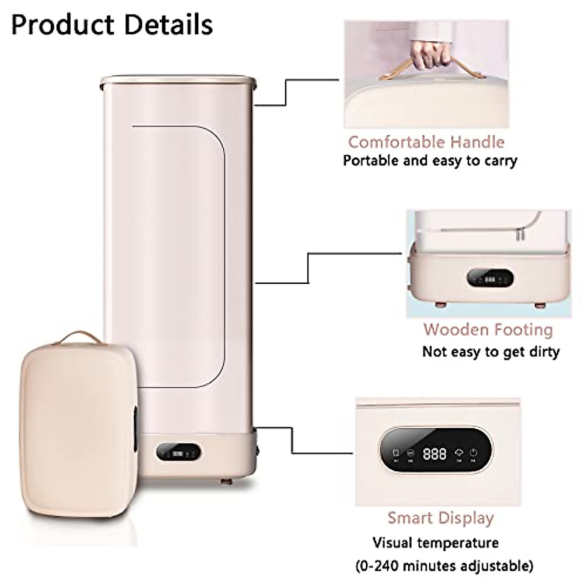 EUPXRHY Electric Heated Clothes Airer with Timer, Foldable Air Dryers Clothes Indoor Heated with Constant Temperature, Portable Heated Clothes Dryer Airer, Capacity 8kg