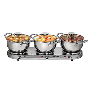 Kalorik Triple Burner Buffet Set, Stainless Steel