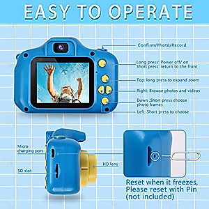 Rindol Kids Selfie Camera Toys for 3 4 5 6 Year Old Boys, Portable Digital Cameras for Toddler Christmas Birthday Gifts for Boy Age 4-8 with 16GB SD Card-Navy Blue