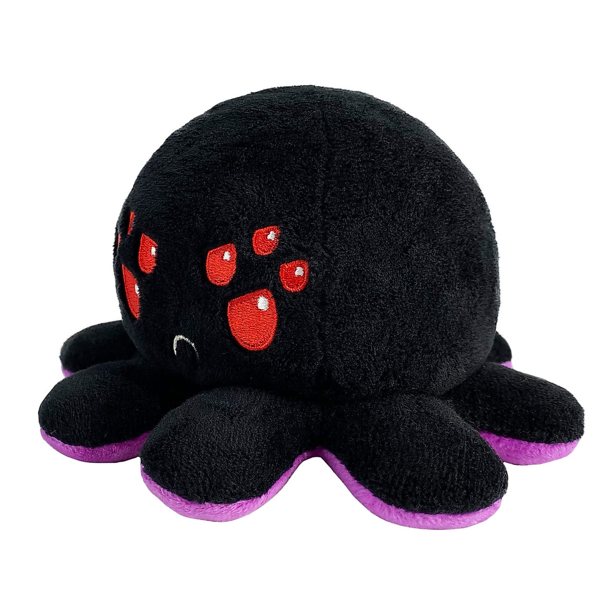 TeeTurtle - The Original Reversible Spider Plushie - Purple + Black - Cute Sensory Fidget Stuffed Animals That Show Your Mood - Perfect for Halloween!