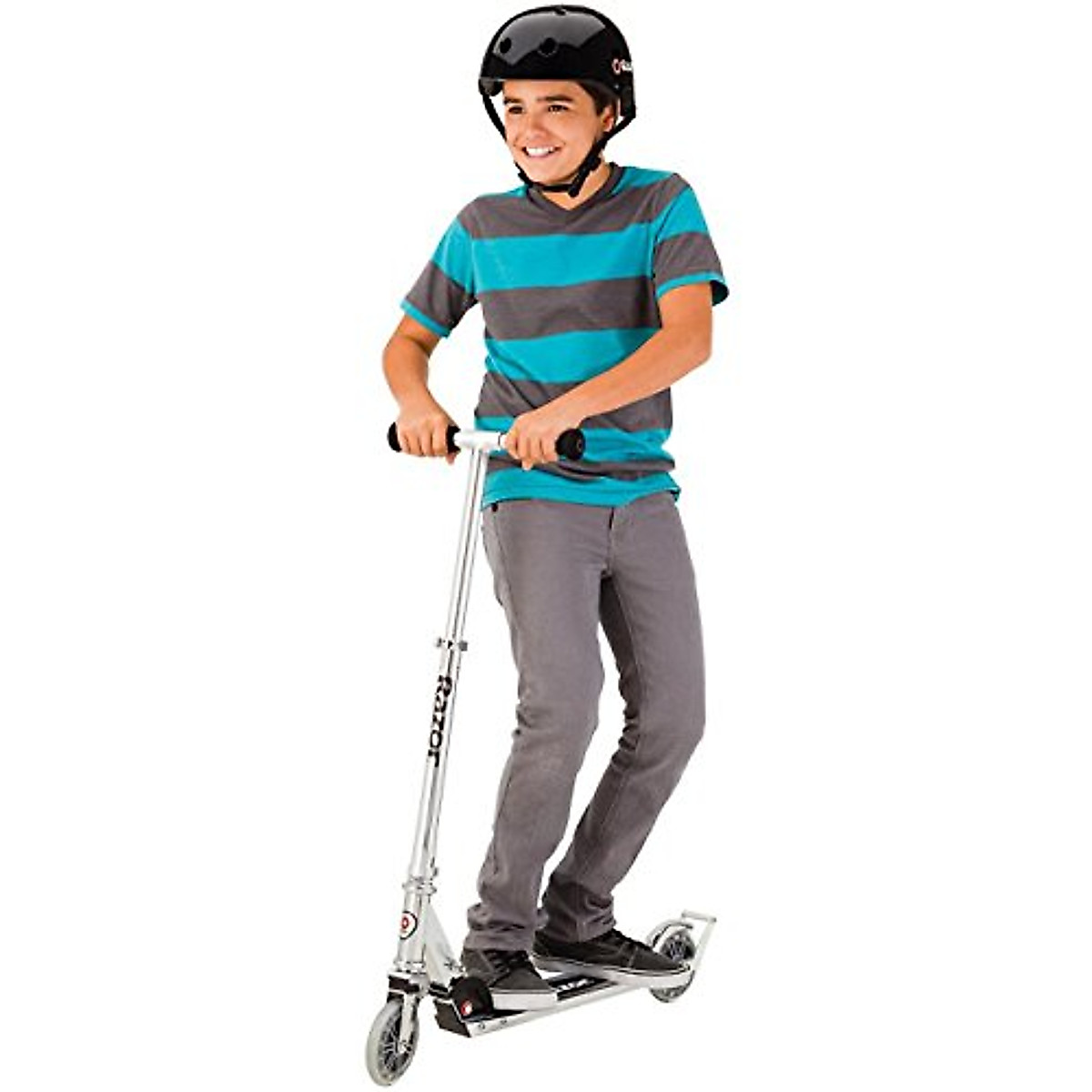 Razor A3 Kick Scooter for Kids – Foldable, Lightweight, Large Wheels, Front Vibration Reducing System, Adjustable Handlebars & AW Kick Scooter - Red - FFP