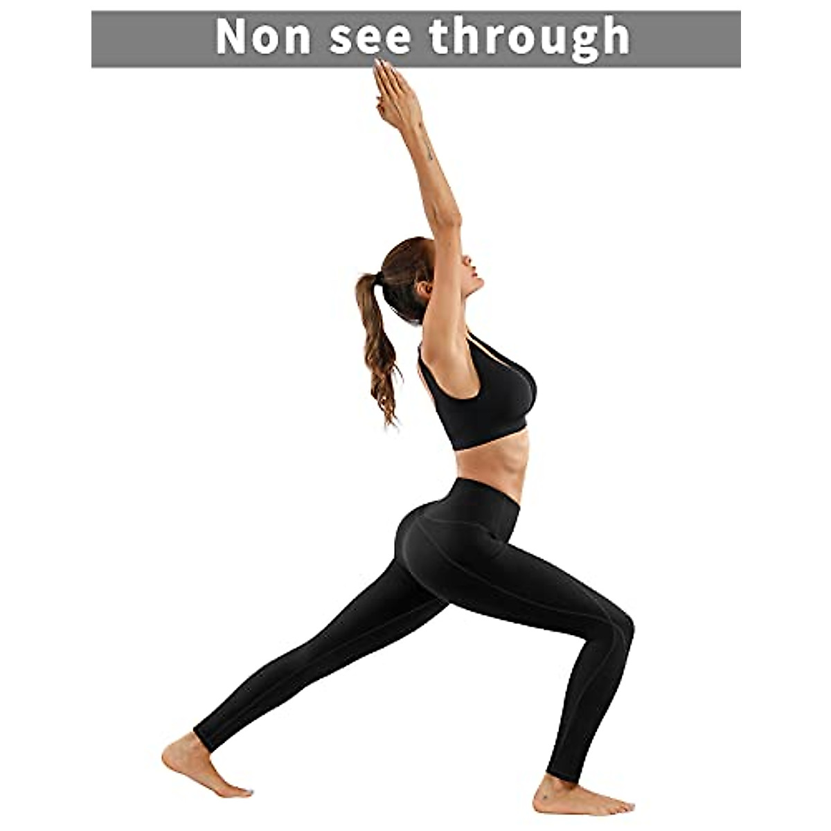 PHISOCKAT 2 Pack High Waist Yoga Pants with Pockets, Tummy Control Leggings, Workout 4 Way Stretch Yoga Leggings