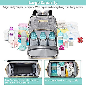 DERSTUEWE Diaper Bag Backpack，Baby Diaper Bags, Multifunctional diaper backpack Large Capacity (Charcoal Grey)