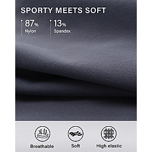 Stelle Womens High Waisted Legging Yoga Pants with Pockets for Gym Workout (Cotton Like Softness-Grey Blue, Large)