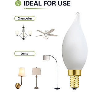 Duoled E12 Candelabra LED Bulb 60 Watt, Frosted Candelabra LED Light Bulbs, Dimmable Chandelier Light Bulbs for Vanity, 2700K Warm White Bulbs, 6W Equal 60W, Bent Tip Small Base Type b Bulbs, 6 Pack