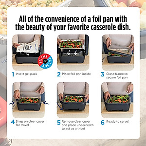 Fancy Panz Premium, Serving Tray for Food, Made in the USA Foil Pan Carrier, Stackable Aluminum Pan Holders, Travel Casserole Carrier, White