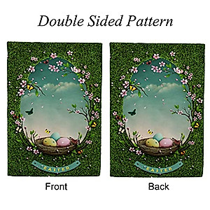 My Little Nest Seasonal Garden Flag Egg Shape Hole Easter Nest Double Sided Vertical Garden Flags for Home Yard Holiday Flag Outdoor Decoration Farmhouse Banner 12"x18"
