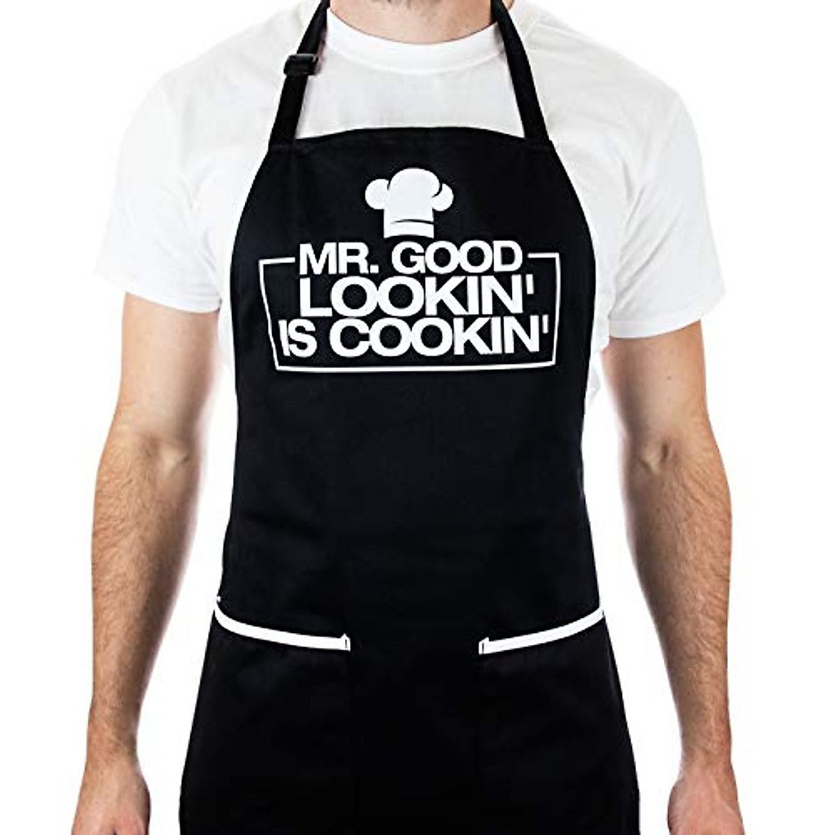 Funny Apron for Men - Mr. Good Looking is Cooking - BBQ Grill Apron for a Husband, Dad, Boyfriend or any Friend that Cooks Like a Master Chef by Aller Home and Kitchen (Mr. Good Looking is Cooking)