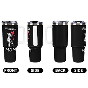 Pitbull Mom 40 Oz Tumbler Insulated Stainless Steel Water Bottle Travel Mug Car Cup with Handle and Straw