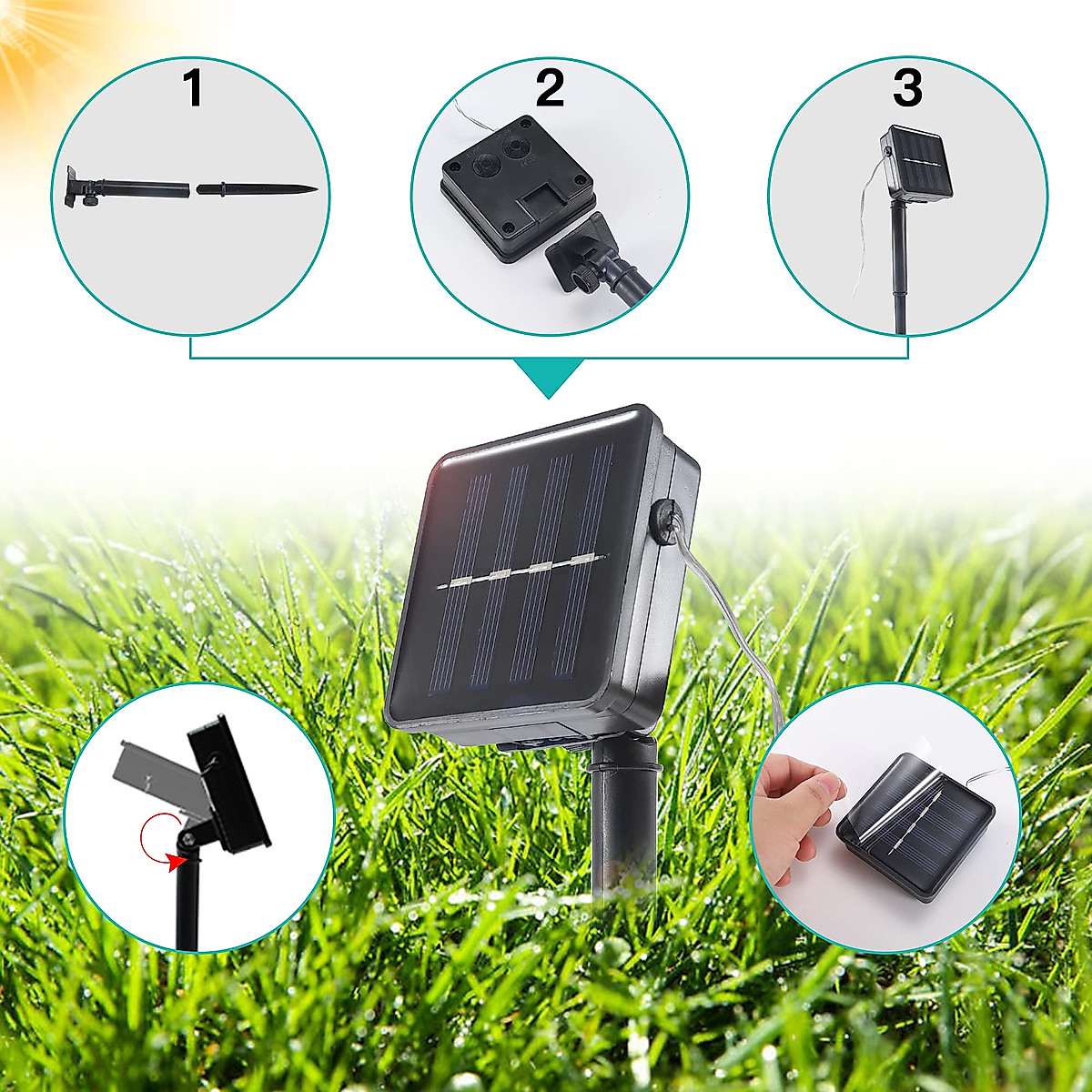 Outdoor Solar String Lights 2 Pack 33ft 100 LED Fairy Lights Waterproof Copper Wire 8 Modes Solar Fairy Lights for Bedroom Christmas Party home wedding decorations Garden Indoor Decor warm white