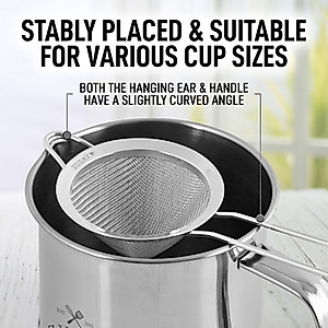 Zulay Stainless Steel Cocktail Strainer - Effective Cone Shaped Fine Mesh Strainer For Tea Herbs, Coffee & Drinks - Rust-Proof Tea Strainers For Loose Tea - Easy to Clean Drink Strainer (Silver)
