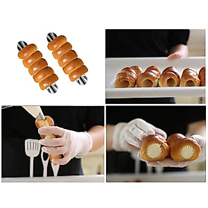 Meao 30 Pcs Non-Stick Cream Horn Cones Tubes Stainless Steel Screw Croissant Pastry Baking Moulds Set, Cannoli Form Roll Mould Shaper for Christmas Anniversary and Daily Use #7