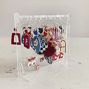 lemonadeus Cute Earring Rack Holder Coat Hangers Stand Unique Earring Closet Acrylic Earring Display Stand Earrings Organizer Ear Stud Holder (crystal clear)