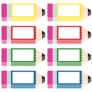 Whaline 40 Pack Magnetic Dry Erase Labels 4 Colors Pencil Shaped Writable Tag Magnets Name Tag Label Plate Reusable DIY Classroom Learning Tool for Whiteboards Locker Fridge School Office Home