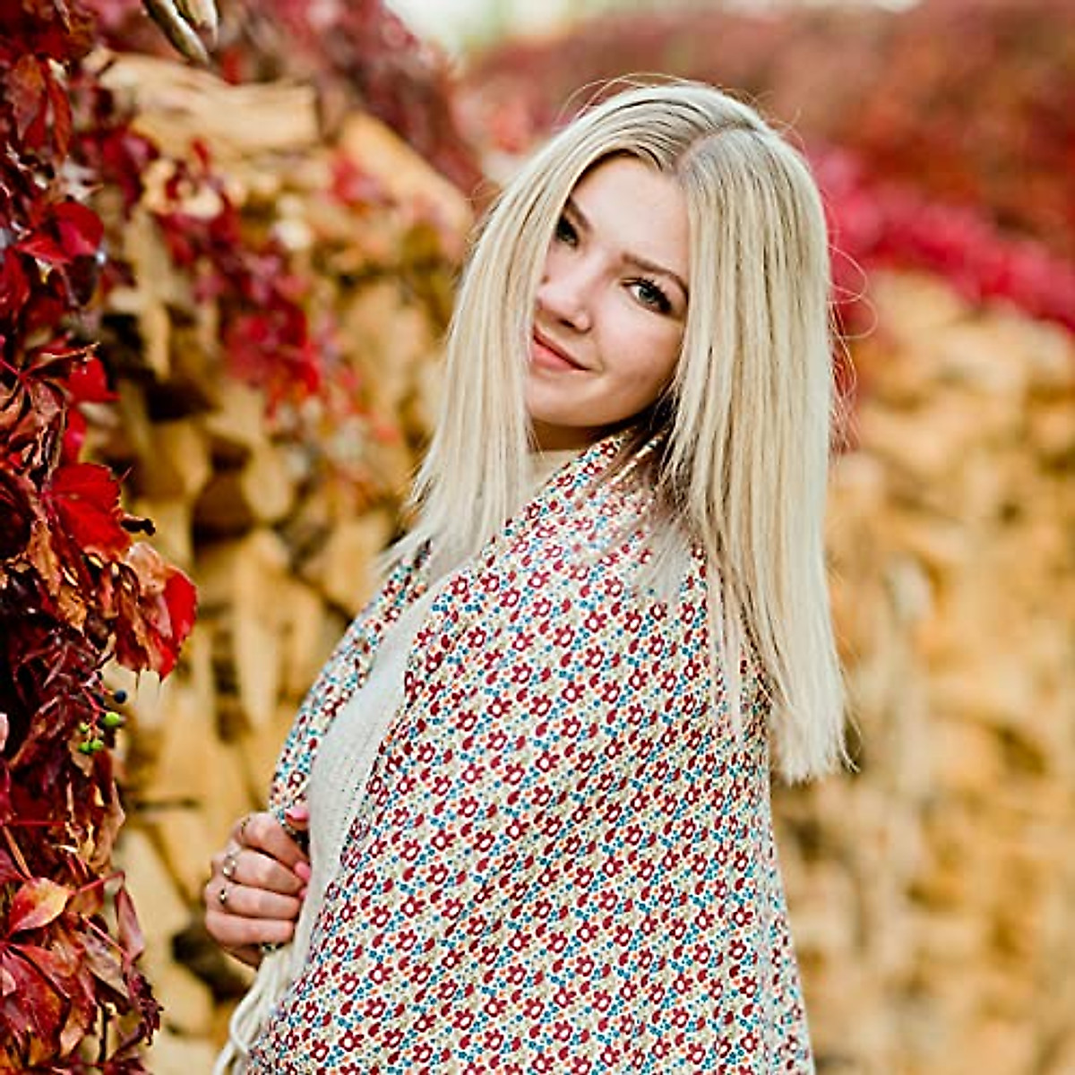 Soft Oversized Throw Blanket - Super Cozy Adult Size Large Swaddle Blankets for Bed, Sofa, Couch - Lightweight Jersey Knit Comfort Throws 57x72 Inch Long (Blue Red Ditsy Floral)