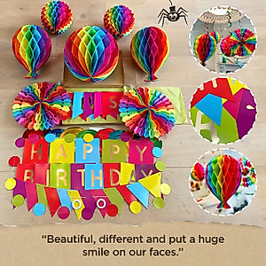 Premium Reusable Birthday Party Decorations - Birthday Decoration Set - Happy Birthday Banner, Honeycomb Decorations, Streamers, Paper Garland