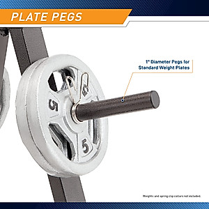 Marcy Standard Weight Plate Tree for 1-Inch Plates for Home Gym, 300 lb. Max. Capacity PT-5733