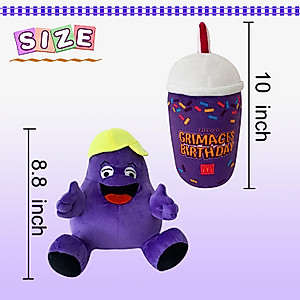 VAOUX Grimace Plush,Grimace Shake Yellow Hat Plush Toy,Stuffed Animal Toy Game Doll Toy Fans Anime Great Gift for Boys and Girls (Shake)