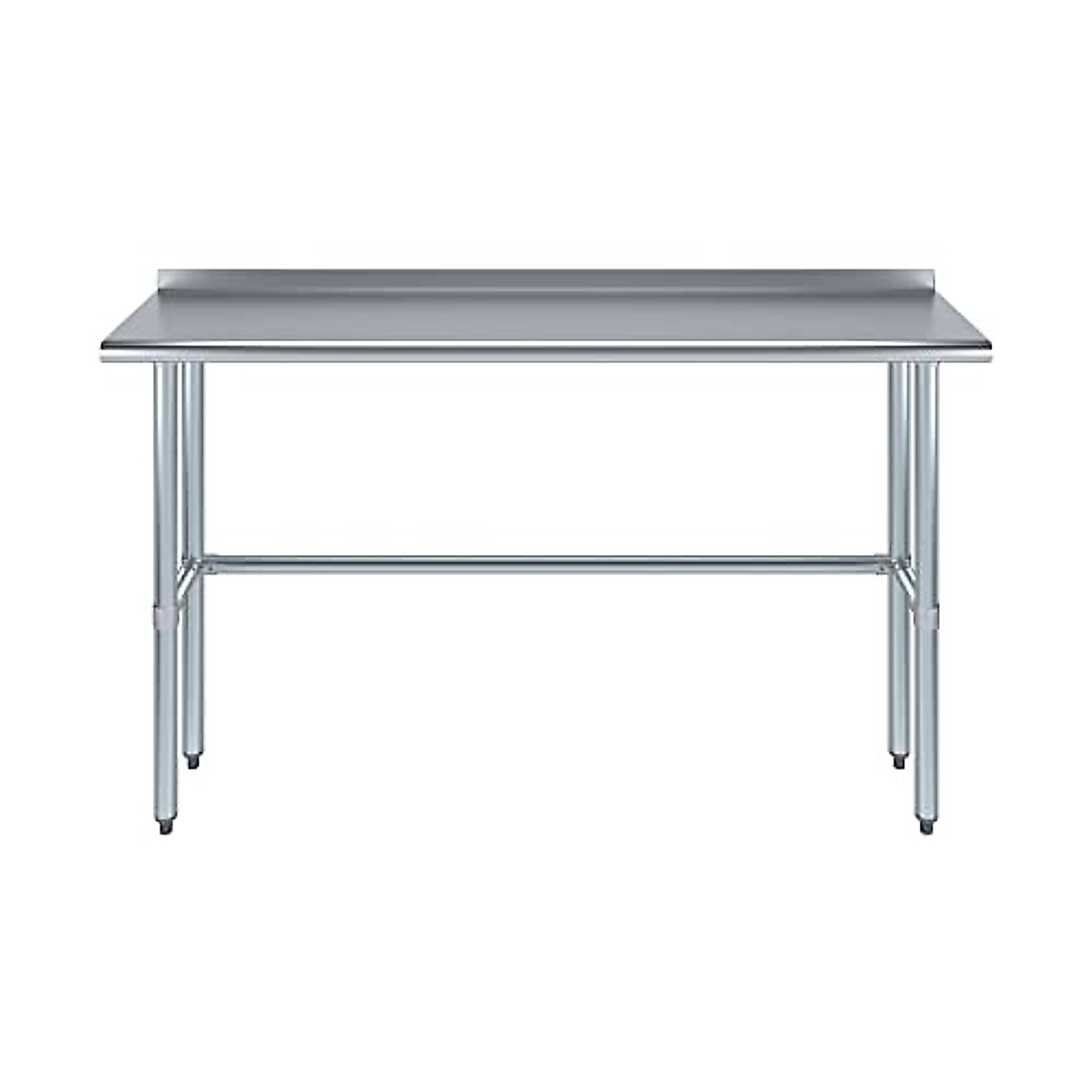 AmGood 14" X 60" Stainless Steel Work Table Open Base with 1.5" Backsplash | Metal Kitchen Food Prep Table | NSF