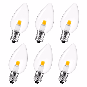 Visther C7 LED-COB Night Light Bulbs, E12 Base Candelabra Replacement Bulb, Warm White String Light, 0.6W Equivalent 7W (6 Pack)