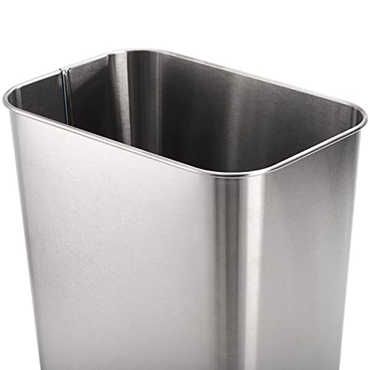 Frcctre 2.1 Gallon / 8L Open Top Stainless Steel Trash Can, Small Compact Modern Rectangular Metal Trash Can Office Wastebasket Garbage Bin for Office Bedroom Bathroom Home - 9.8"L x 6.5"W x 10.6"H