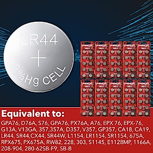 100 Pack LOOPACELL LR44 AG13 357 L1154 A76 Button-Cell Batteries