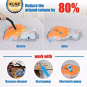 Premium Vacuum Storage Bags. 80% More Storage Hand-Pump for Travel Double-Zip Seal and Triple Seal Turbo-Valve for Max Space Saving (8 × Large) Perfect for storing winter coats